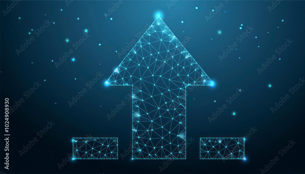 An arrow Up composed of polygons. Low poly vector illustration of a ...