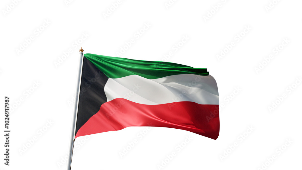 Flag of Kuwait with no background, transparent png, flag on a flag pole ...