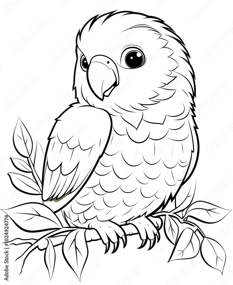 Adorable Kakapo Coloring Page for Kids and Nature Lovers Stock ...