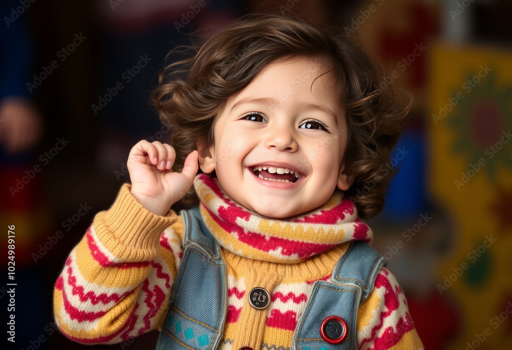 Joyful Turkish child with a big smile spreading happiness and la Stock ...