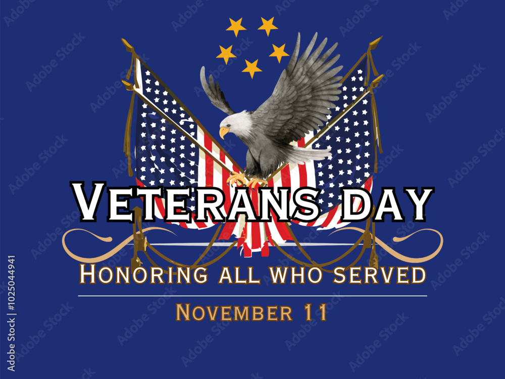 Illustration of veterans day on november, descript an american flag ...