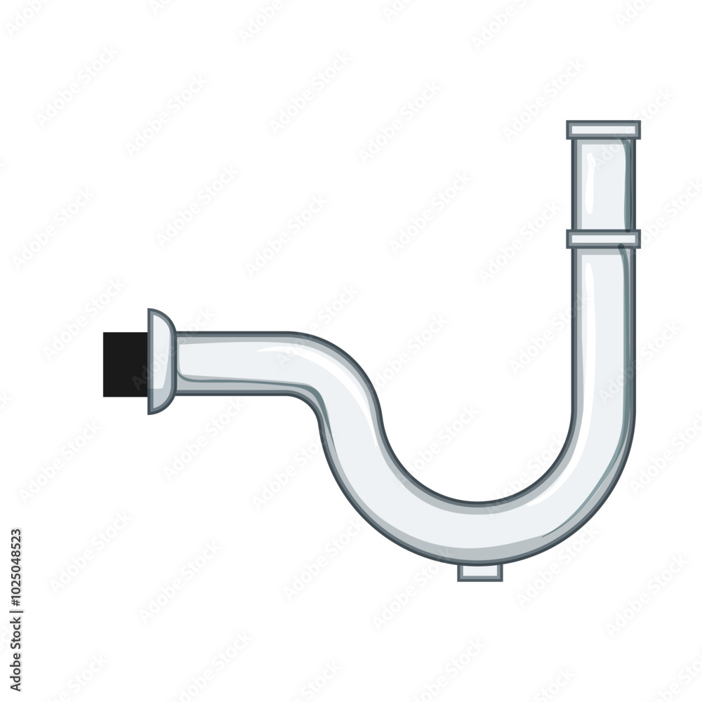 pipe waste drain trap cartoon. sewer odor, blockage installation ...