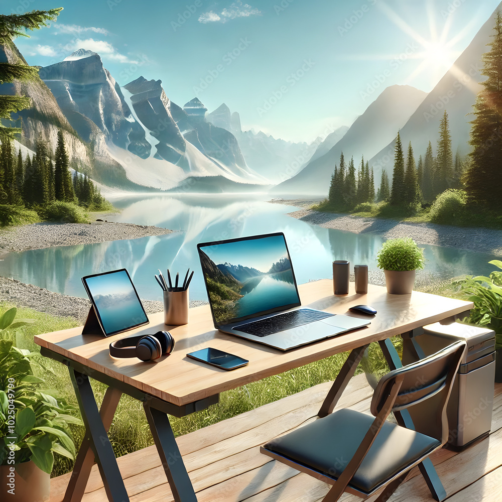 Digital Nomad Workspace Modern workspaces tailored for digital nomads ...