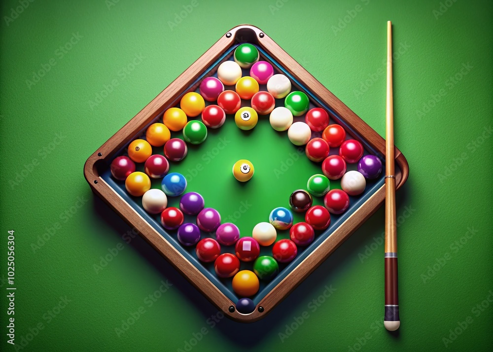 Billiard Table Setup with Colorful Balls and Cues for a Perfect Game in ...
