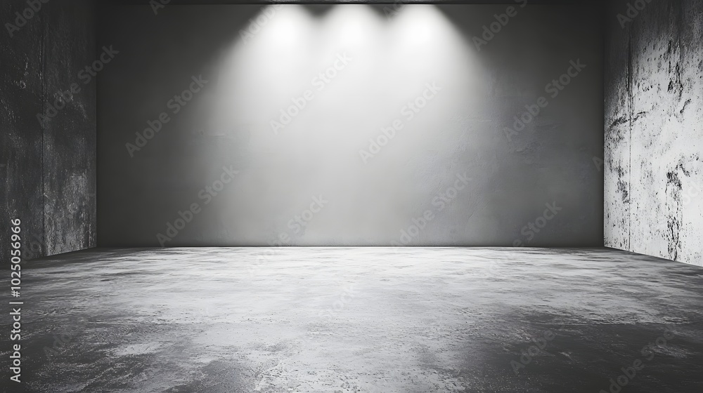 3. A sophisticated studio setup with a focus on a grey floor under a ...