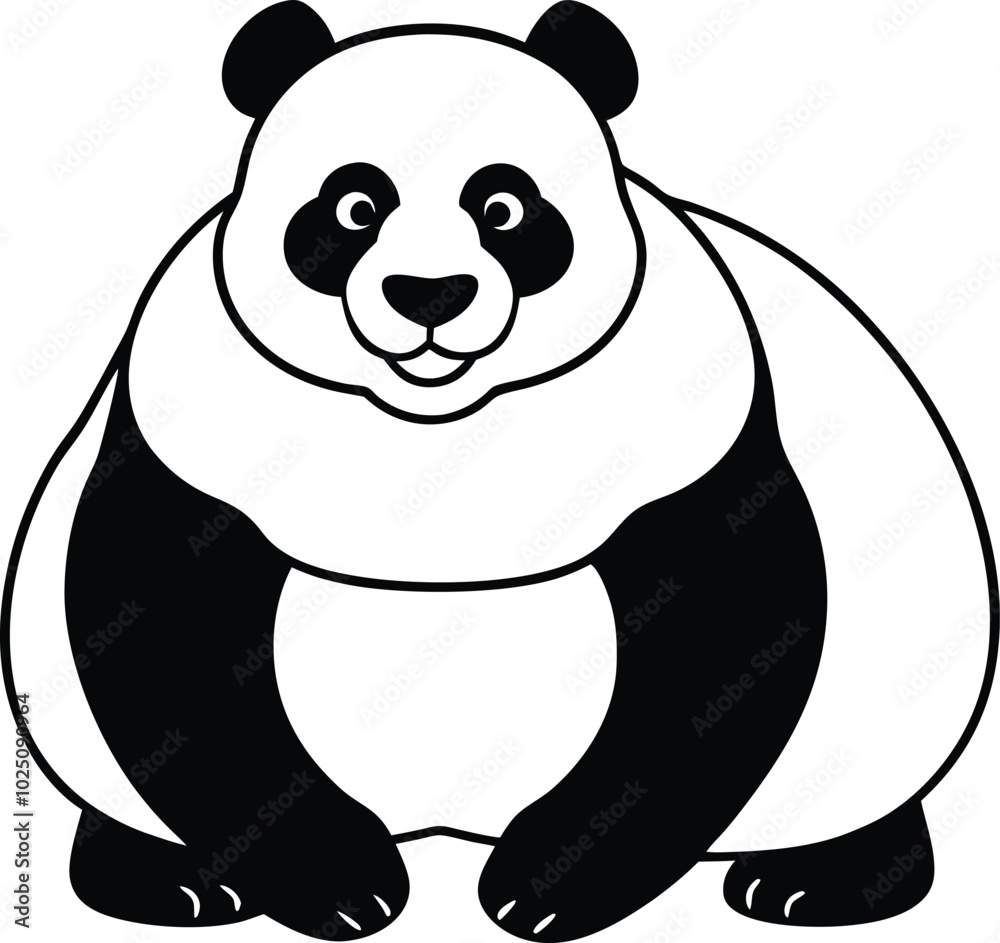 Giant panda outline illustration desing. Panda line art vector ...