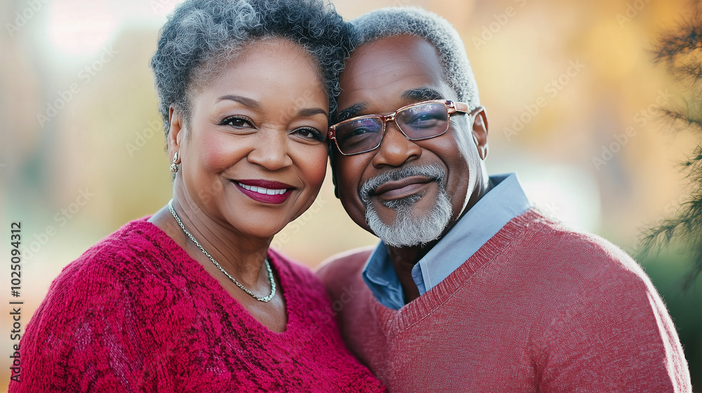 Smiling Senior Multiracial Couple Embracing Outdoors, African American ...
