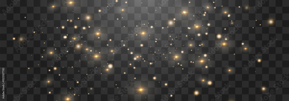 Magical light dust, dusty shine. Flying particles of light. Christmas ...