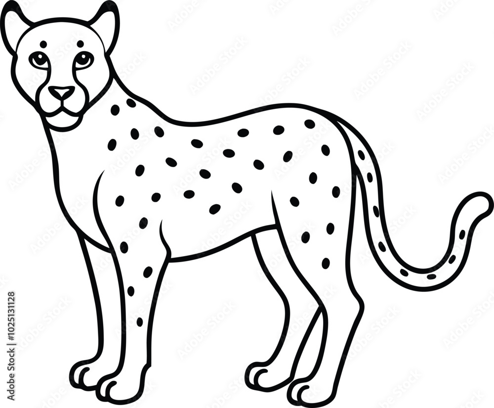 Cheetah outline vector and line art illustration design. Cheetah black ...