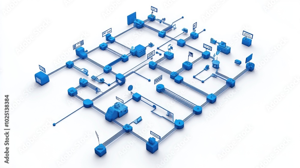 A creative 3D depiction of a communication flowchart, showcasing the ...