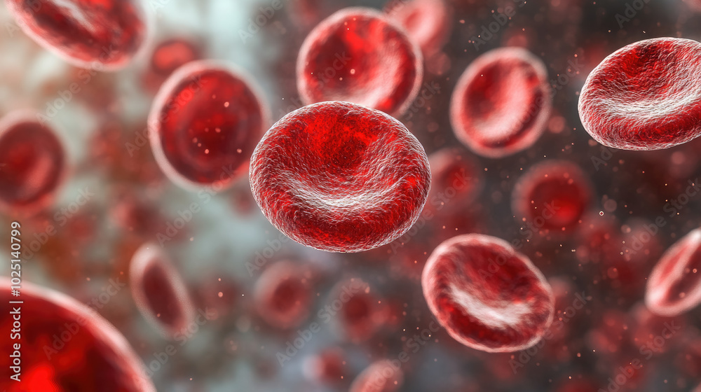 red blood cells in plasma, scientific macro photo, erythrocyte, blood ...