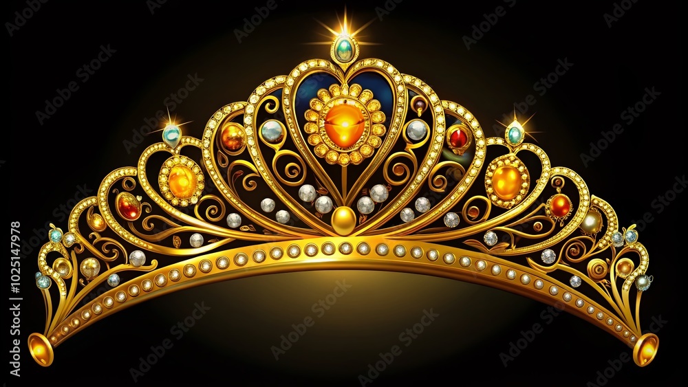 Elegant Gold Tiara Clipart for Royalty, Weddings, Parties, and Graphic ...