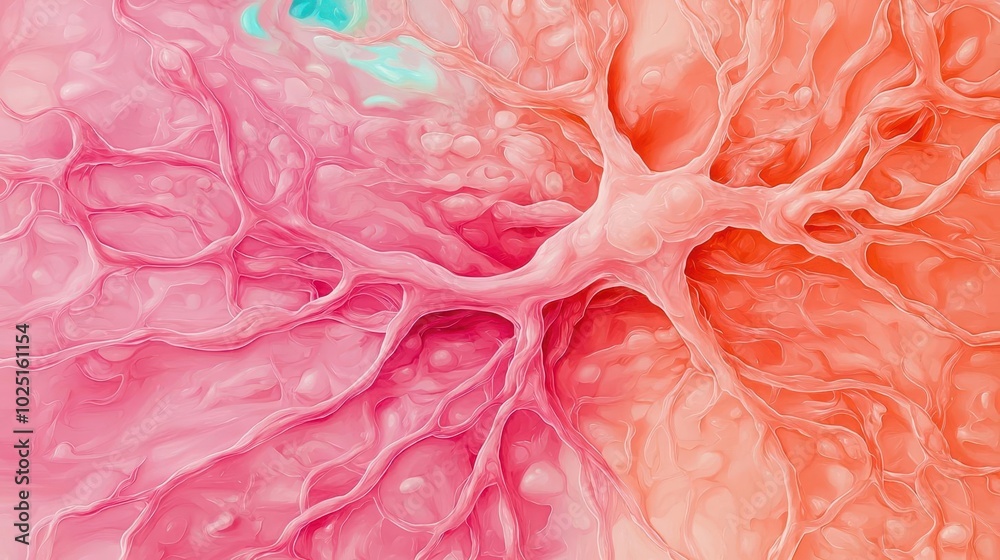 Medical illustration of swollen lymph nodes with lymphoma, pastel color ...