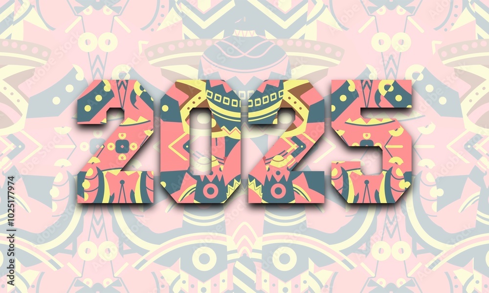 2025 boho chic background. calendar and template design concept ...