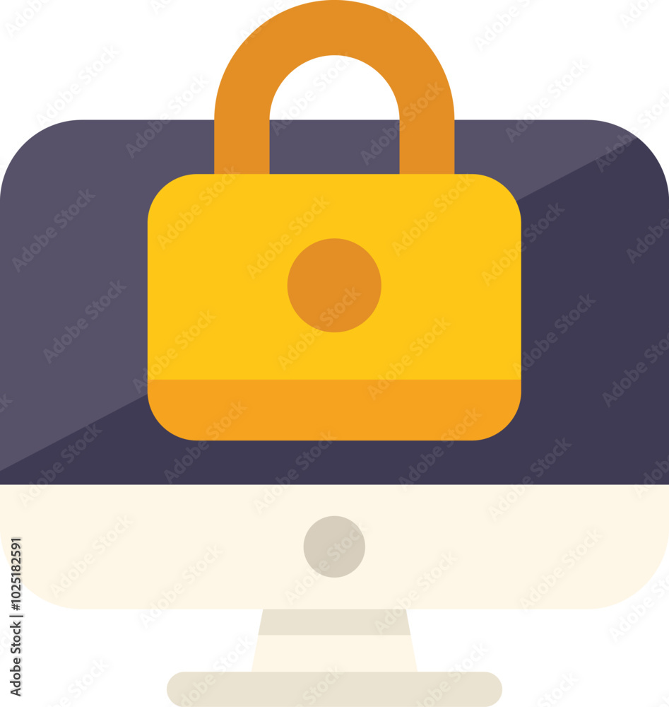 Computer security system is being represented by a padlock over a ...