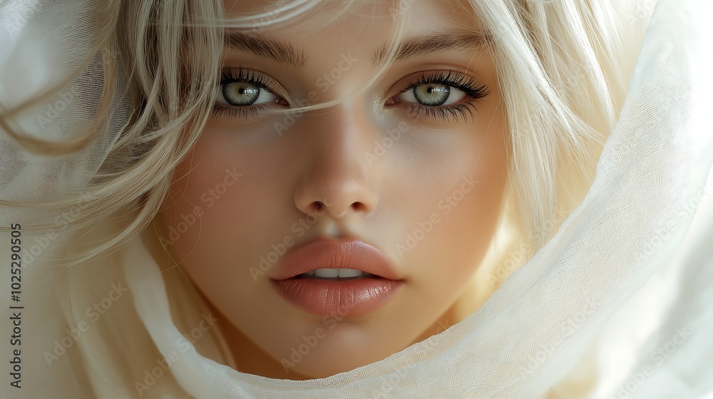 professional fashion photography of beautiful female model with fake ...