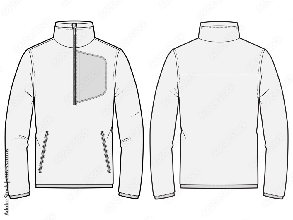 Vector de Stock Half-Zip Polar Fleece Pullover Sweater Sport Mid Layer ...