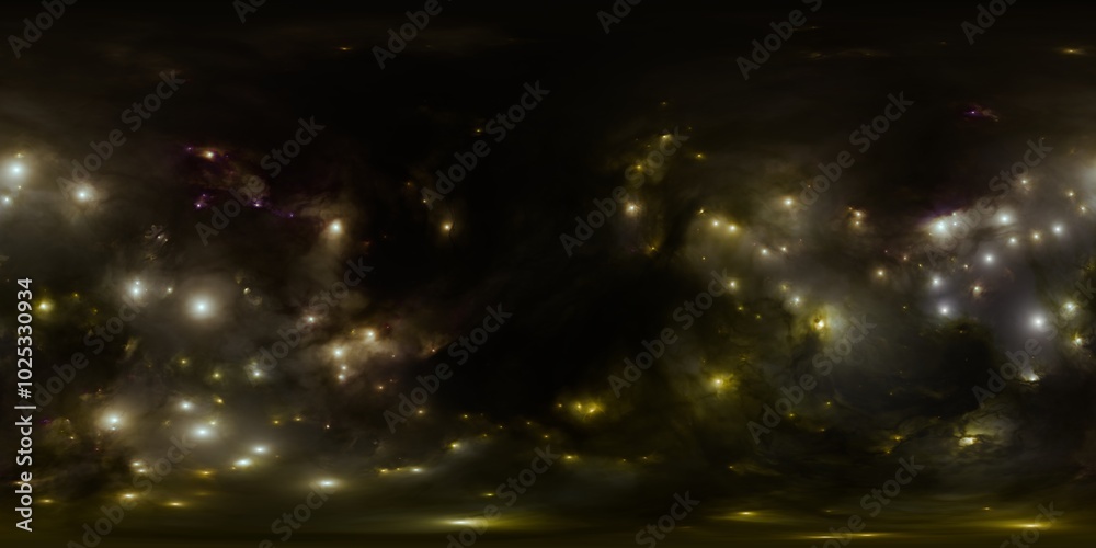 Seamless 12K HDRi Skybox of Gold Cosmic Nebula and Stars in 360 Degree ...