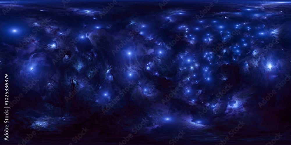 360 panoramic environmental equirectangular projection of deep space ...