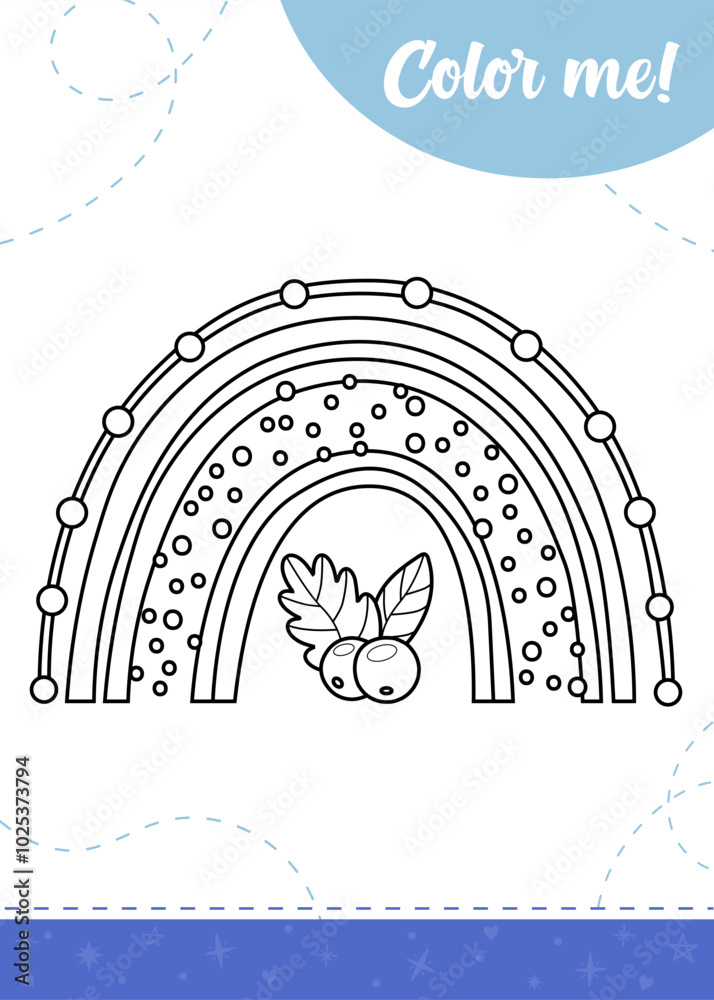 Coloring page for kids with cartoon boho rainbow. A printable worksheet ...