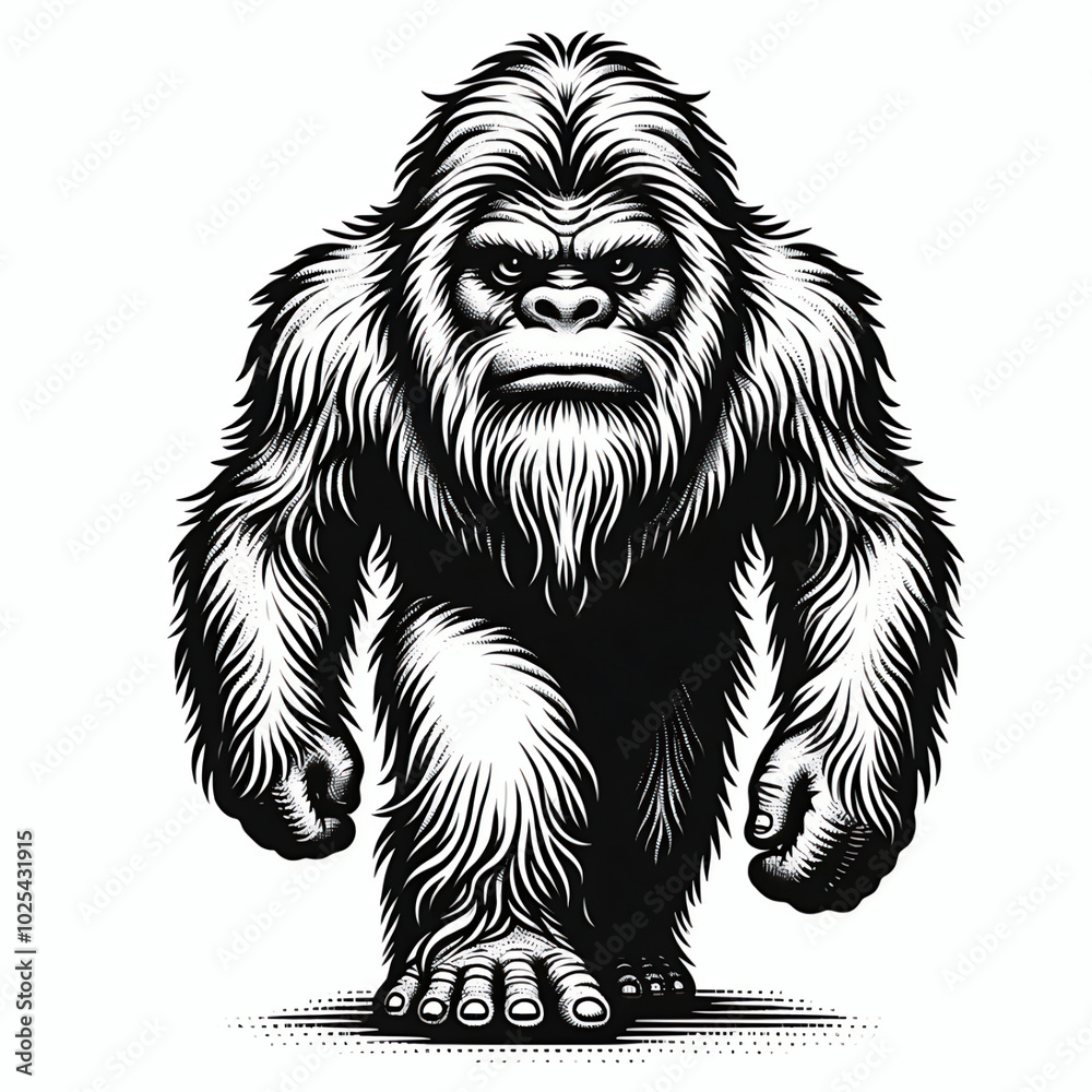 Black and white illustration of a yeti silhouette vector clip art ...