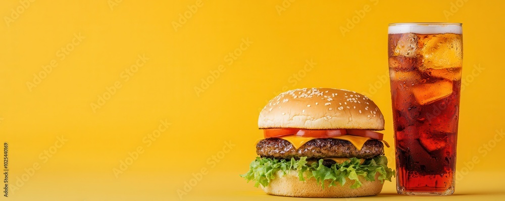 Fast food photography with colorful packaging, focusing on a burger ...