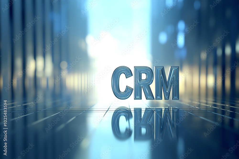 CRM text in modern office background, representing customer management ...