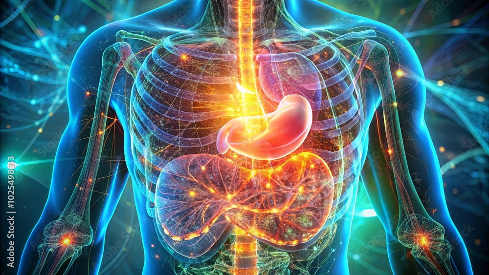 A Detailed Anatomical View of the Human Torso, Featuring a Transparent ...