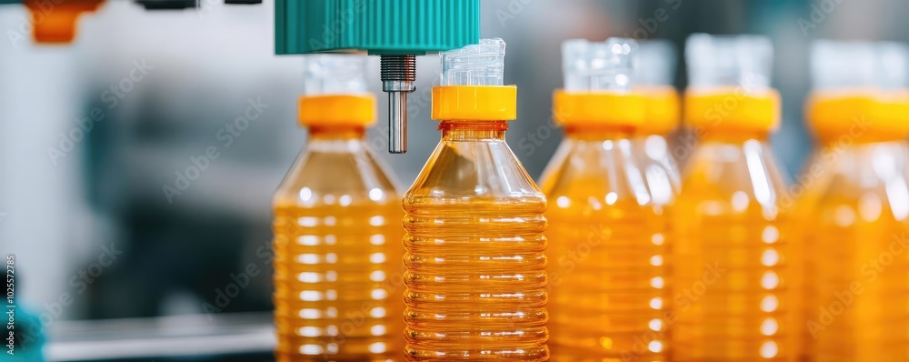 Plastic bottles being molded and shaped in an injection molding machine ...