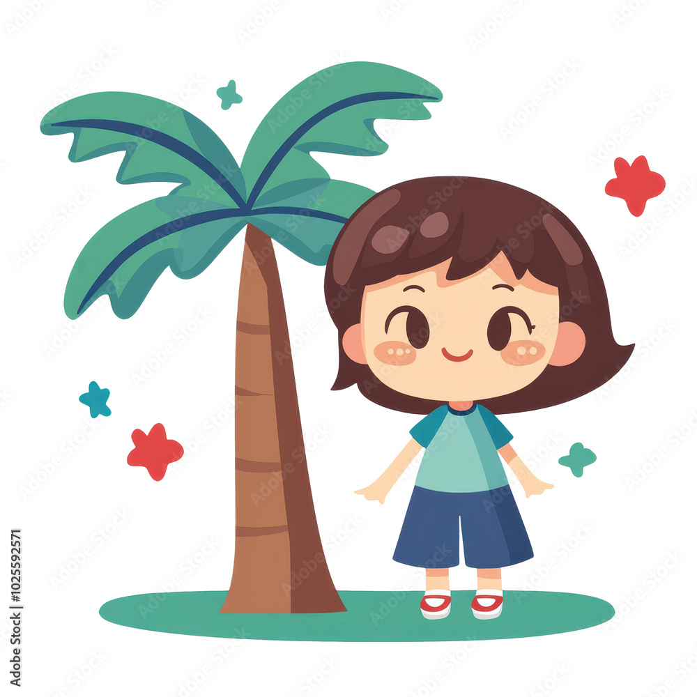 Adorable kids palm tree drawing in SVG vector art, perfect for ...