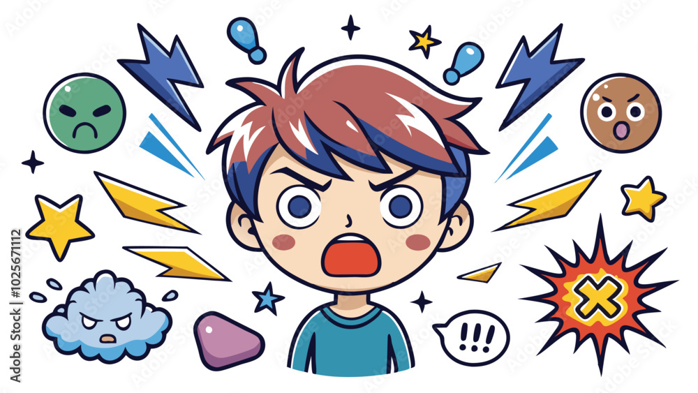 Vector de Stock Anime emotion effects set. Line movement elements ...