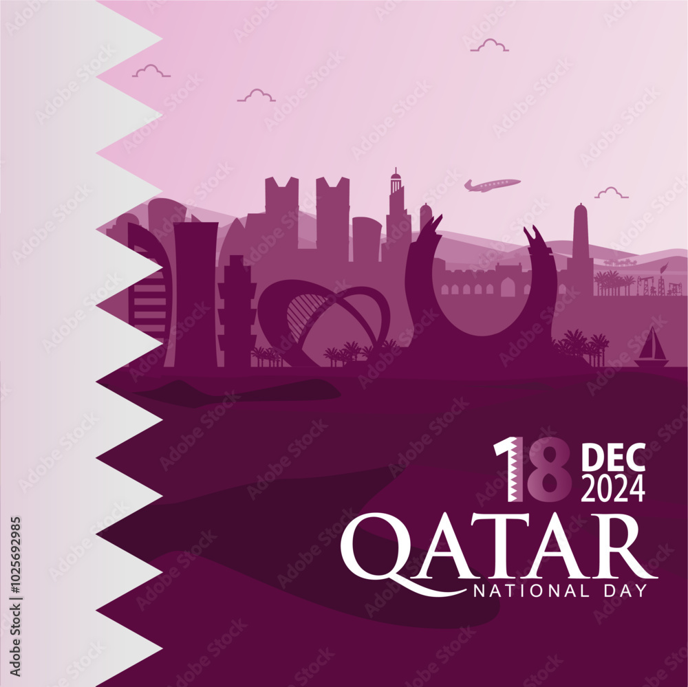Beautiful Qatar National Day 18th December 2024 Banner Background with ...