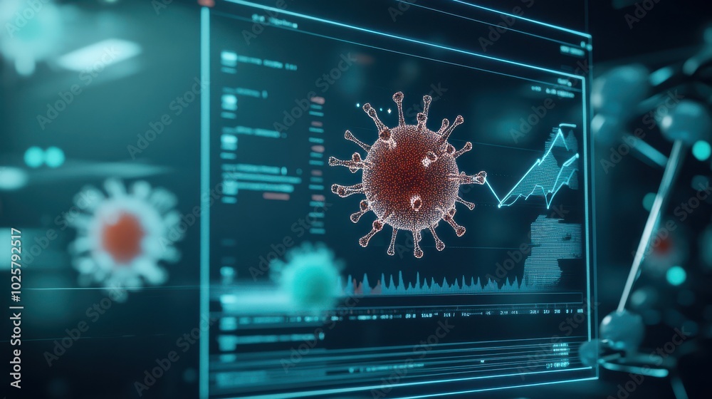 A digital screen showing a time-series analysis of drug efficacy, with ...