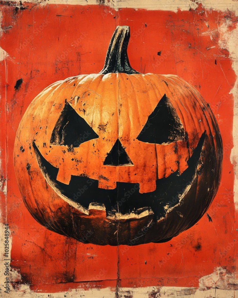 Closeup spooky weirdo with a melting jack-o-lantern face , creepy, head ...