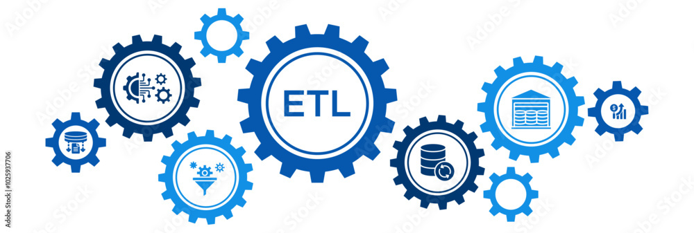 Extract, Transform, Load (ETL) Data Processing Icon Concept Featuring ...