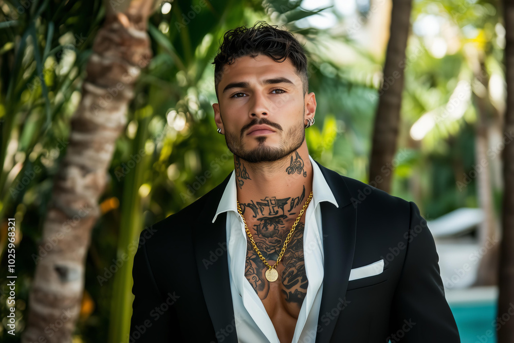 handsome man attractive tanned skin Italian mafia billionaire with ...