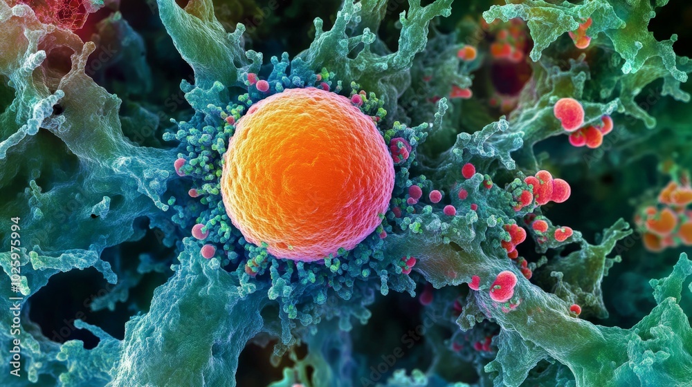 Electron Microscope View of Mast Cell Structures Stock Illustration ...