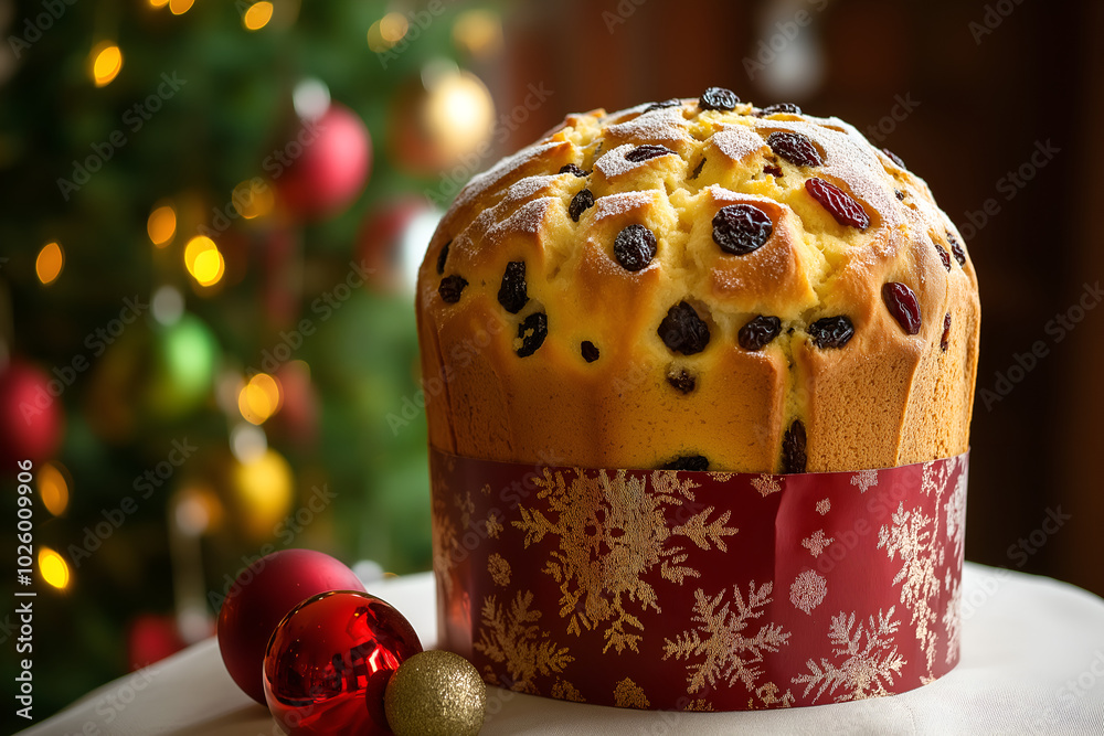 Classic Italian Panettone with Raisins and Candied Fruit, A traditional ...
