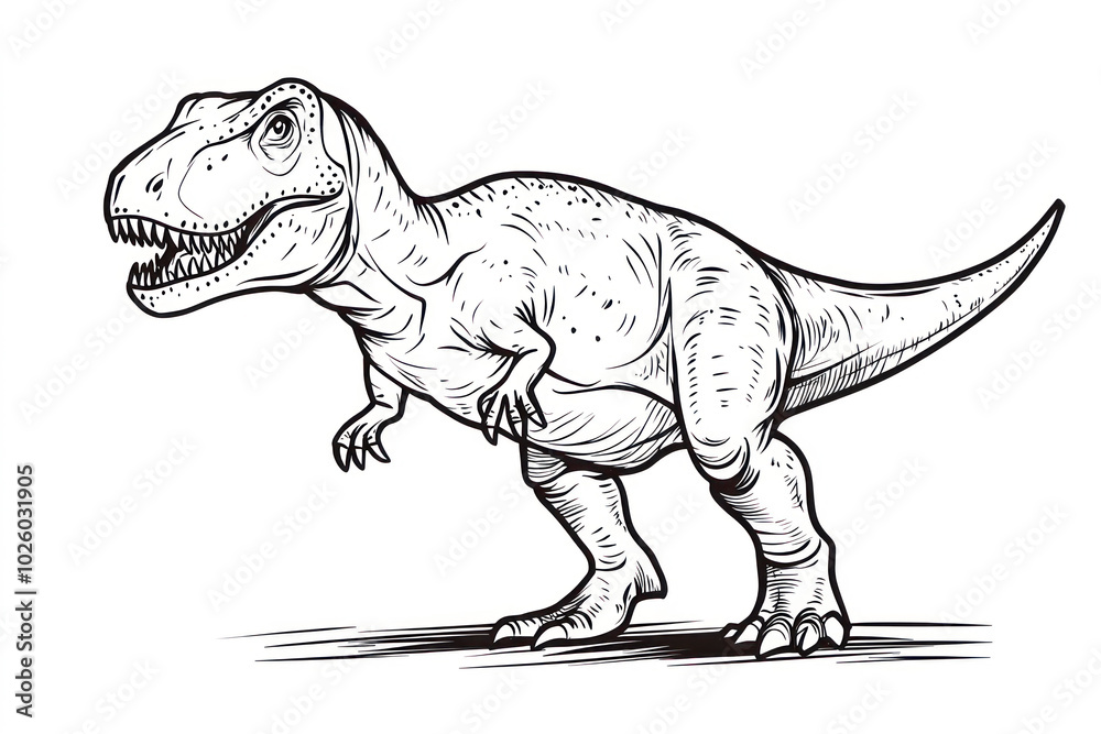 T-Rex, coloring page for kids, line art, black and white. Stock ...