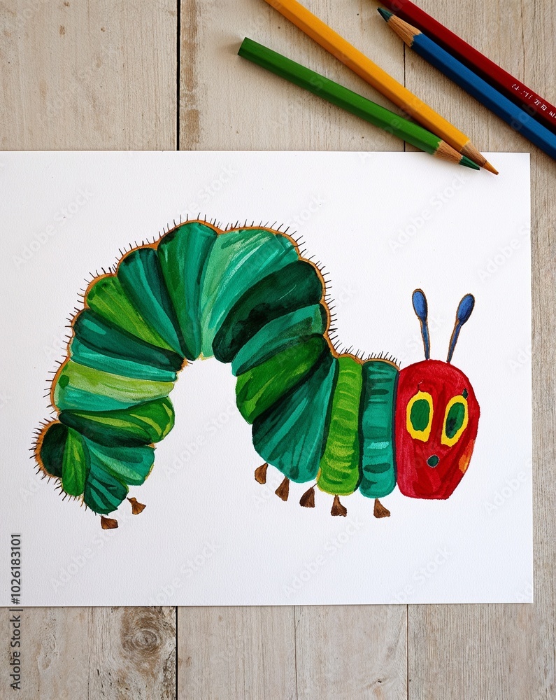 hand drawing caterpillar clipart on plain white background Stock ...