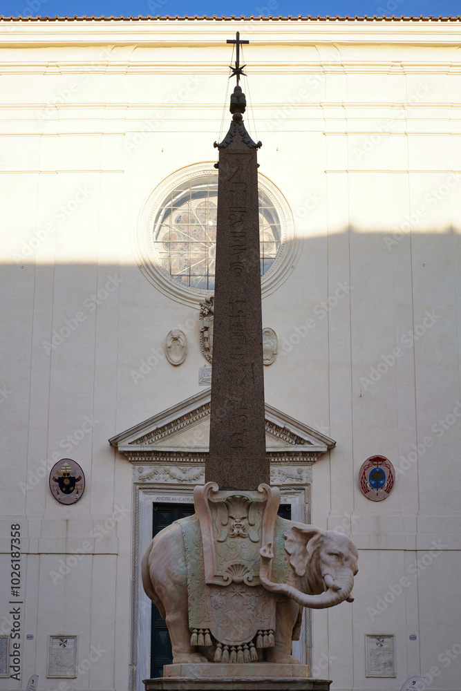 Rome, Italy - September 20, 2024: Elephant and Obelisk is a statue of ...