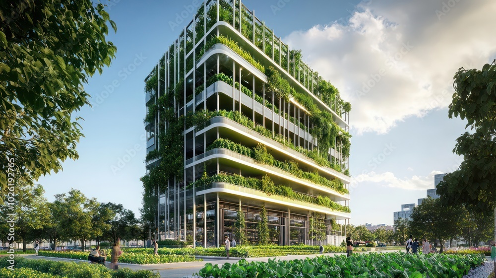 A modern vertical farming facility using energy-efficient technologies ...