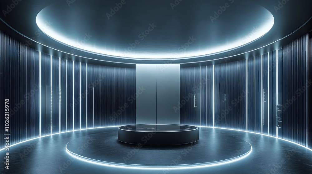 A modern outdoor circular archery range with high-tech digital targets ...