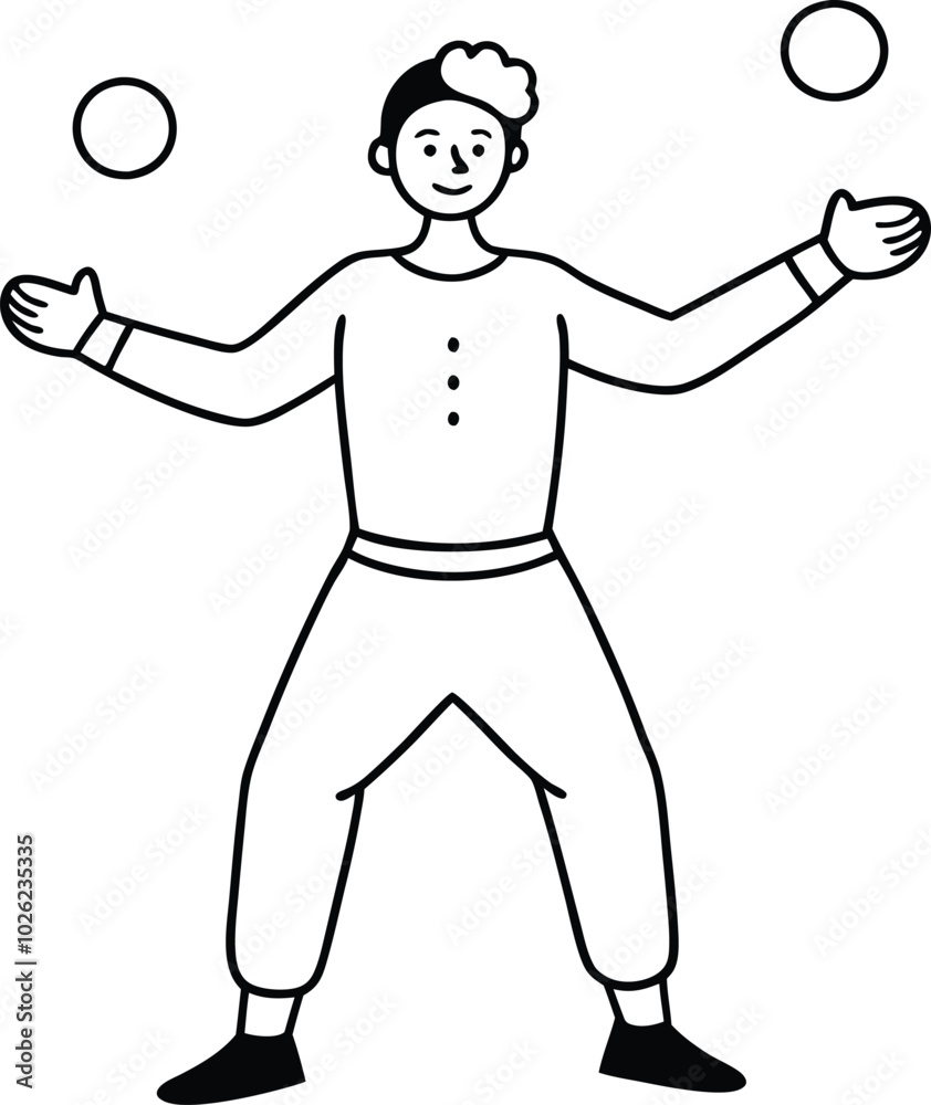 Juggler man concept line art. Linear juggling man concept outline ...