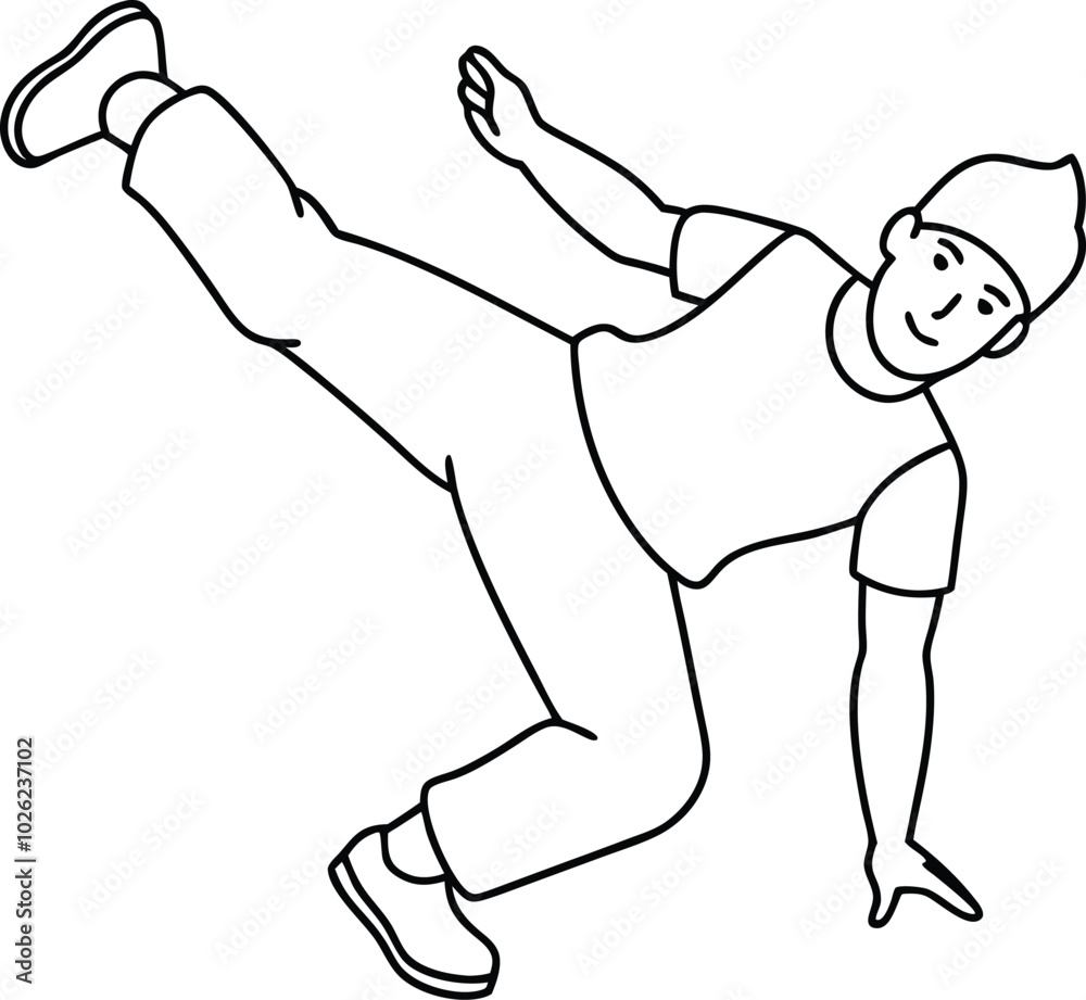 Teenager dancers hip hop, breakdance outline vector and line drawing ...