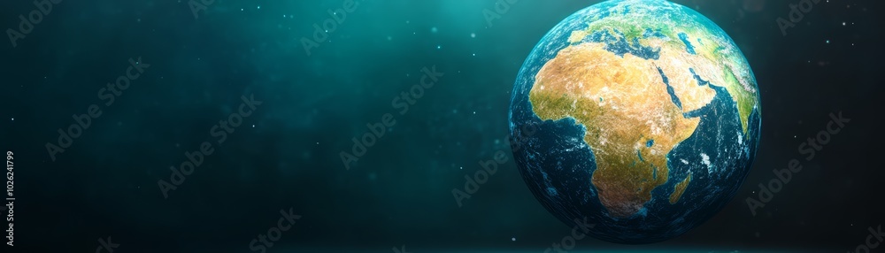 Earth globe, blue ocean, green continents, space background, detailed ...