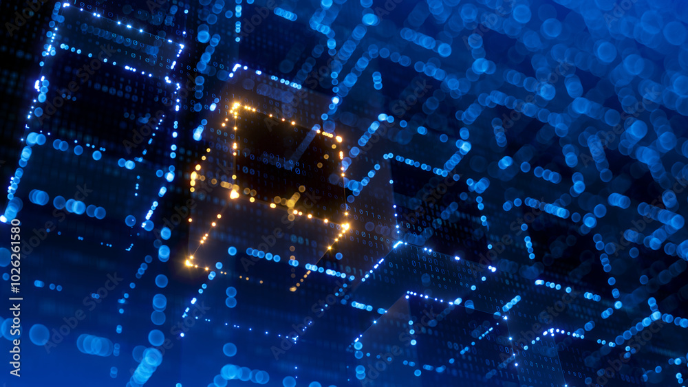 Big Data, Blockchain technology concept. 3d Blockchain Cubes. 3d ...