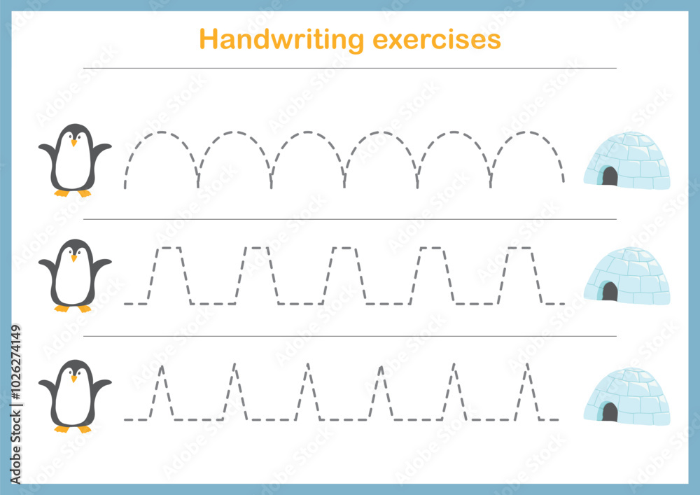 Basic writing exercises. Trace line worksheets for children. Preschool ...