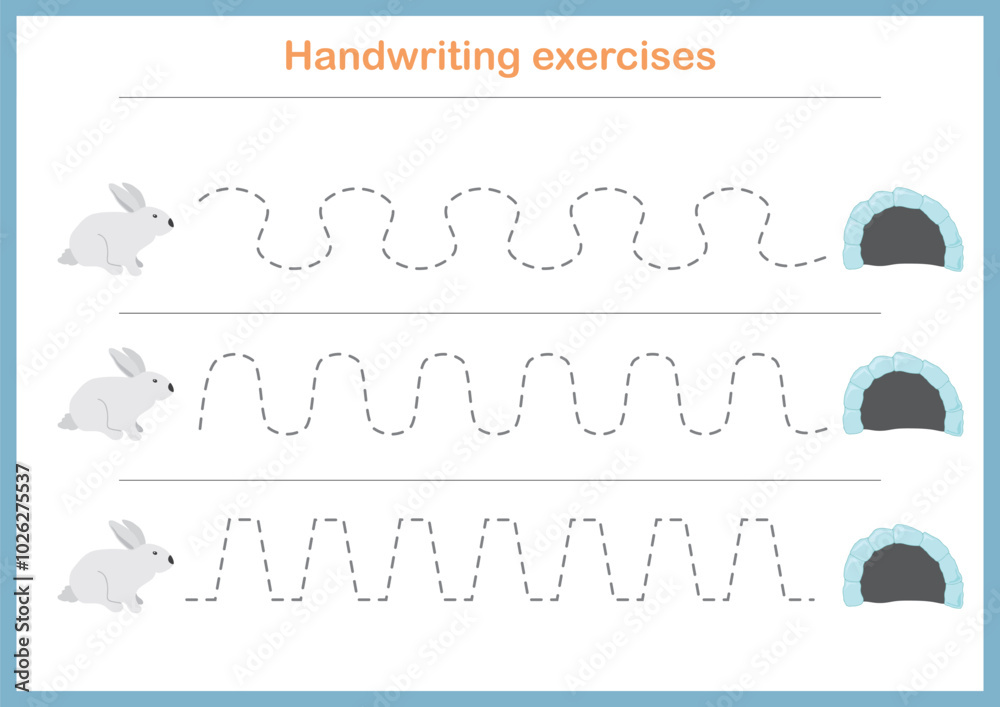 Basic writing exercises. Trace line worksheets for children. Preschool ...