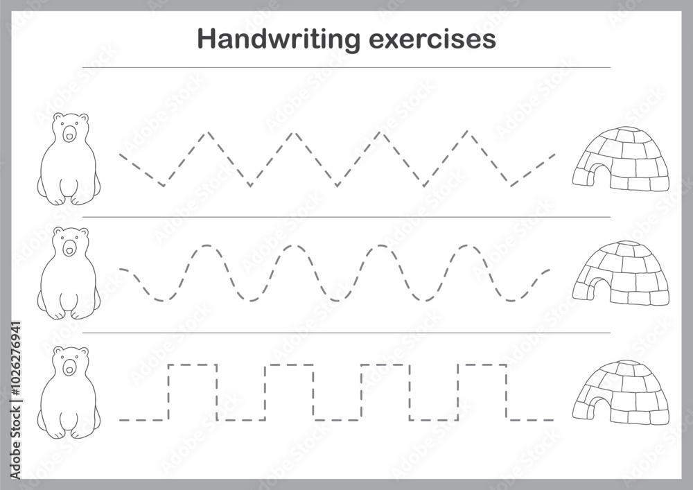 Basic writing exercises. Trace line worksheets for children. Preschool ...